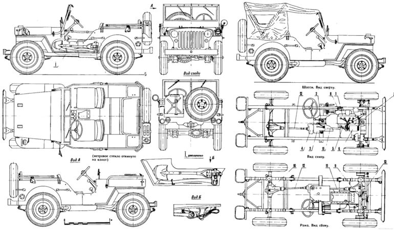 Dimensional Drawings for Willys MB Jeep - Willys